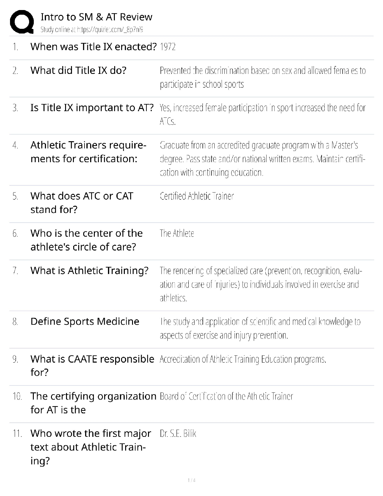 Intro to Sports Medicine & Athletic Training (SM & AT) Exam Elaboration ...