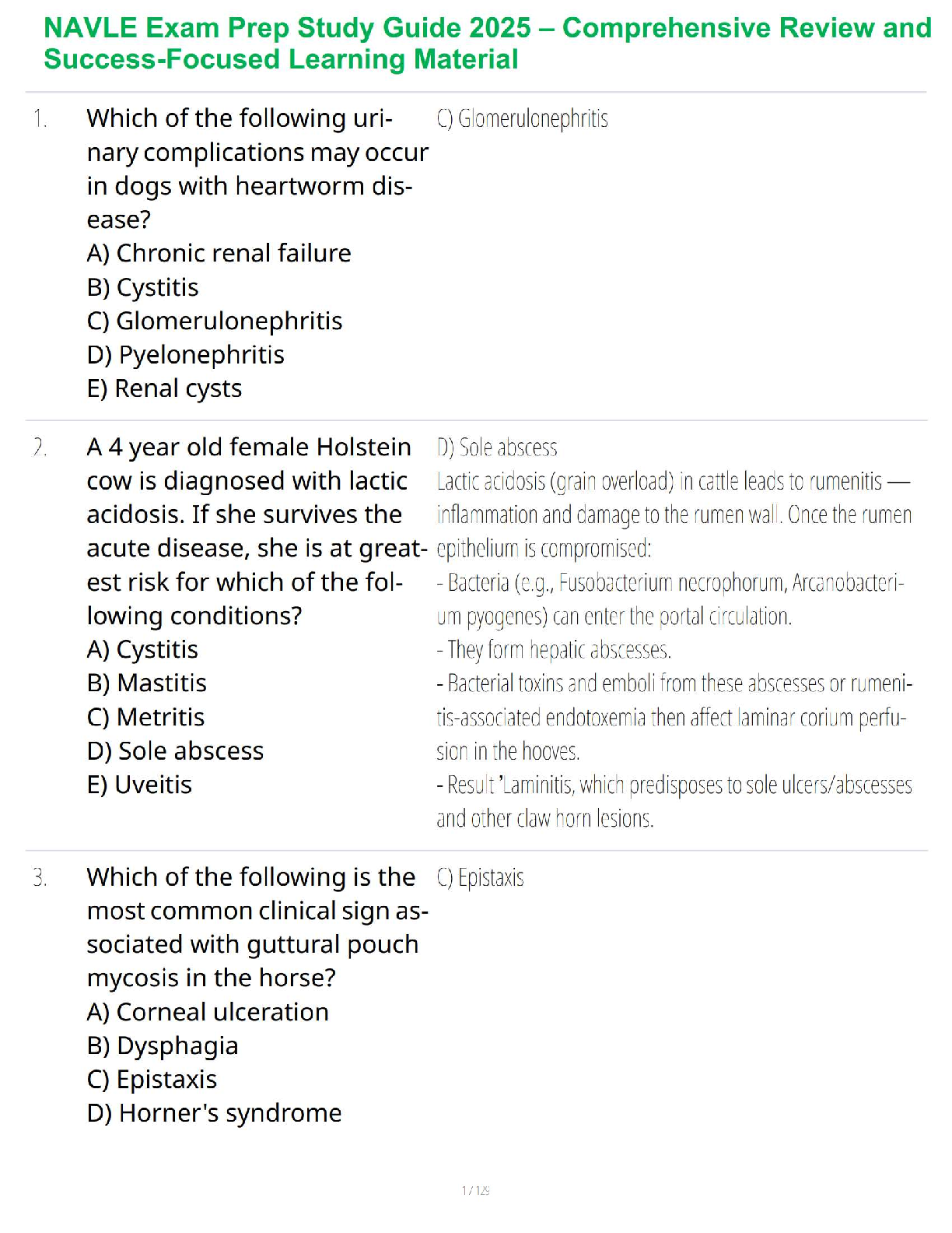 NAVLE Test Bank 2025: Updated Questions and Answers with Rationales ...