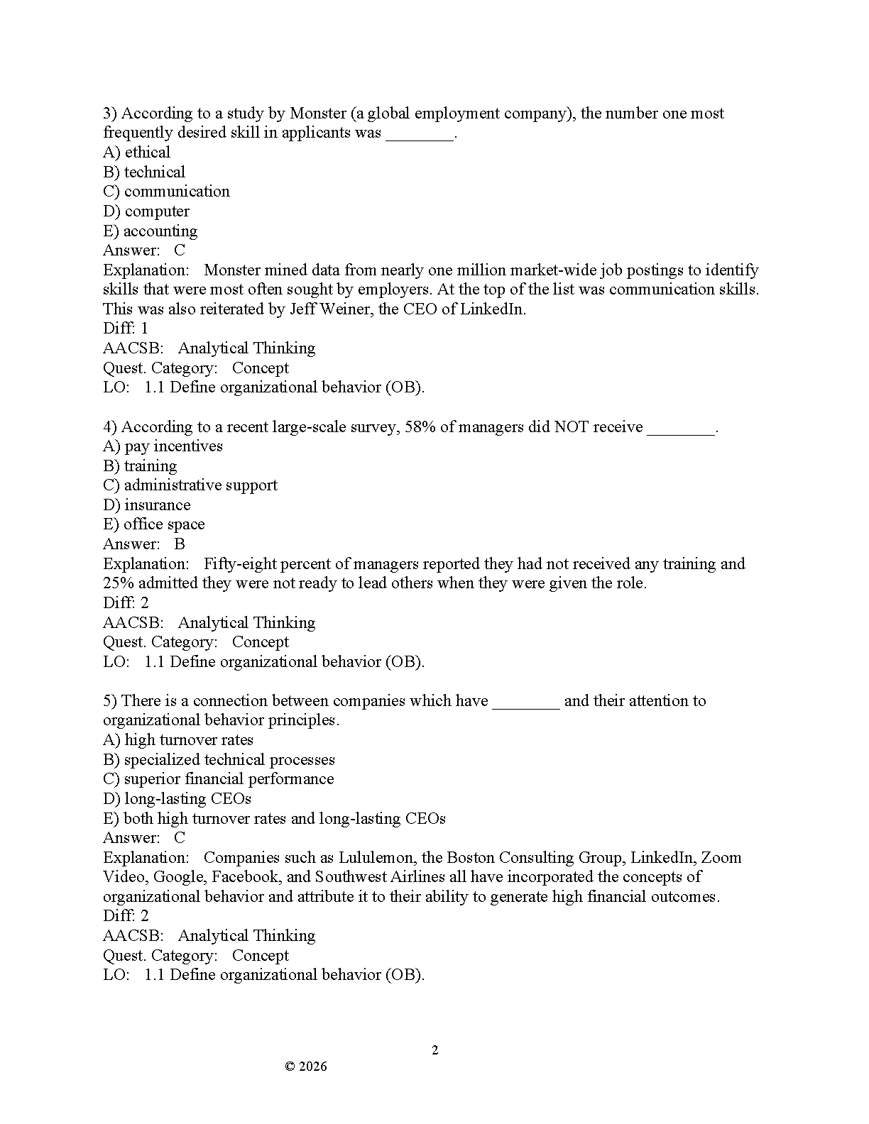 Test Bank for Essentials of Organizational Behavior, 16th Global ...