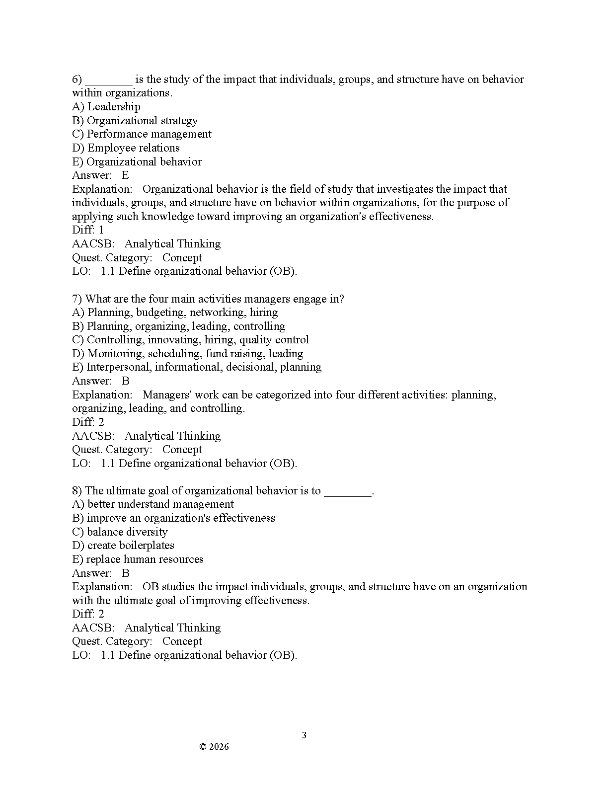 Test Bank for Essentials of Organizational Behavior, 16th Global ...