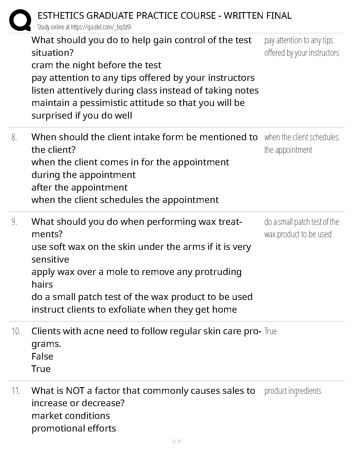 Esthetics Written Final Exam 2025/2026: Complete Test Bank with ...