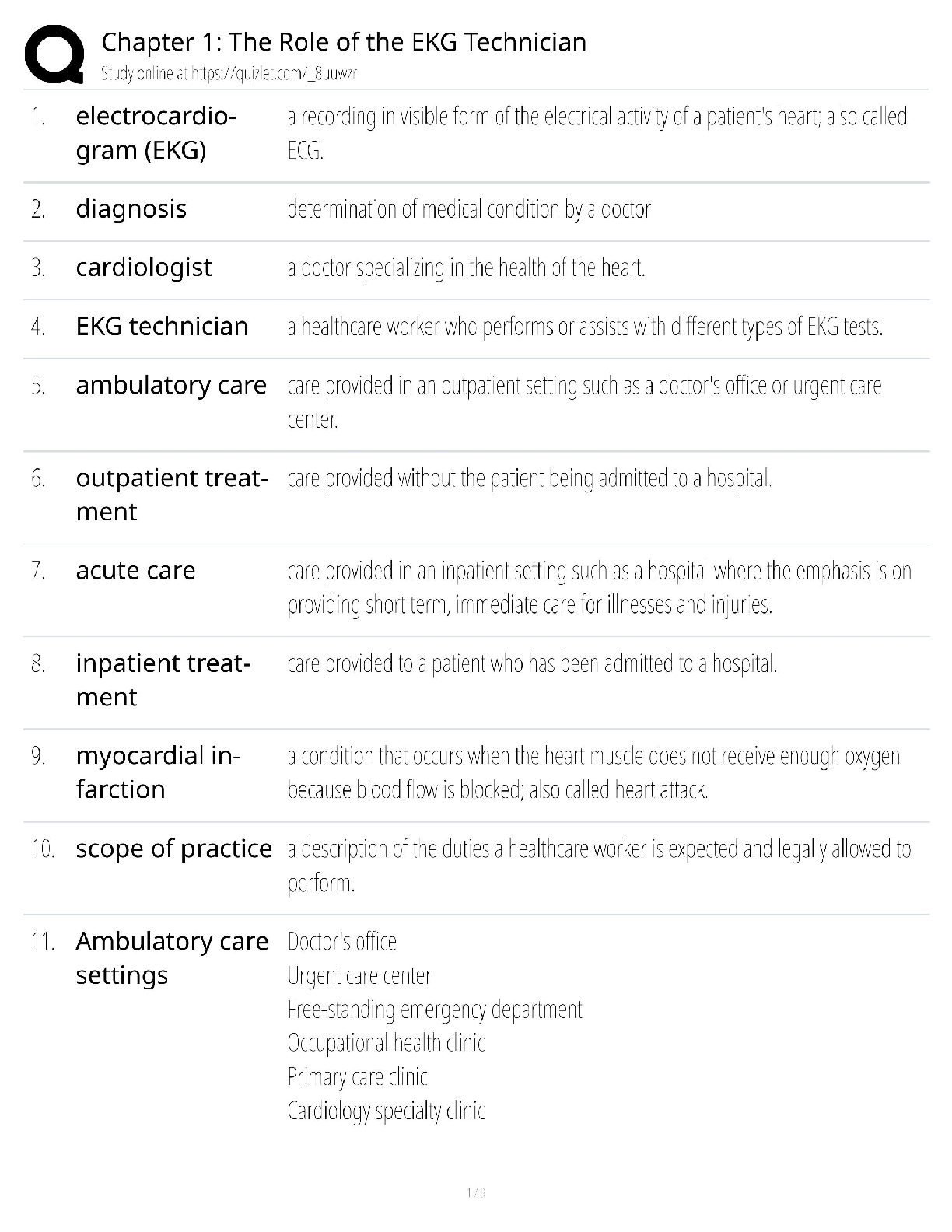 The EKG Technician, 5th Edition by Kathryn A. Booth - Chapter 1 Study ...