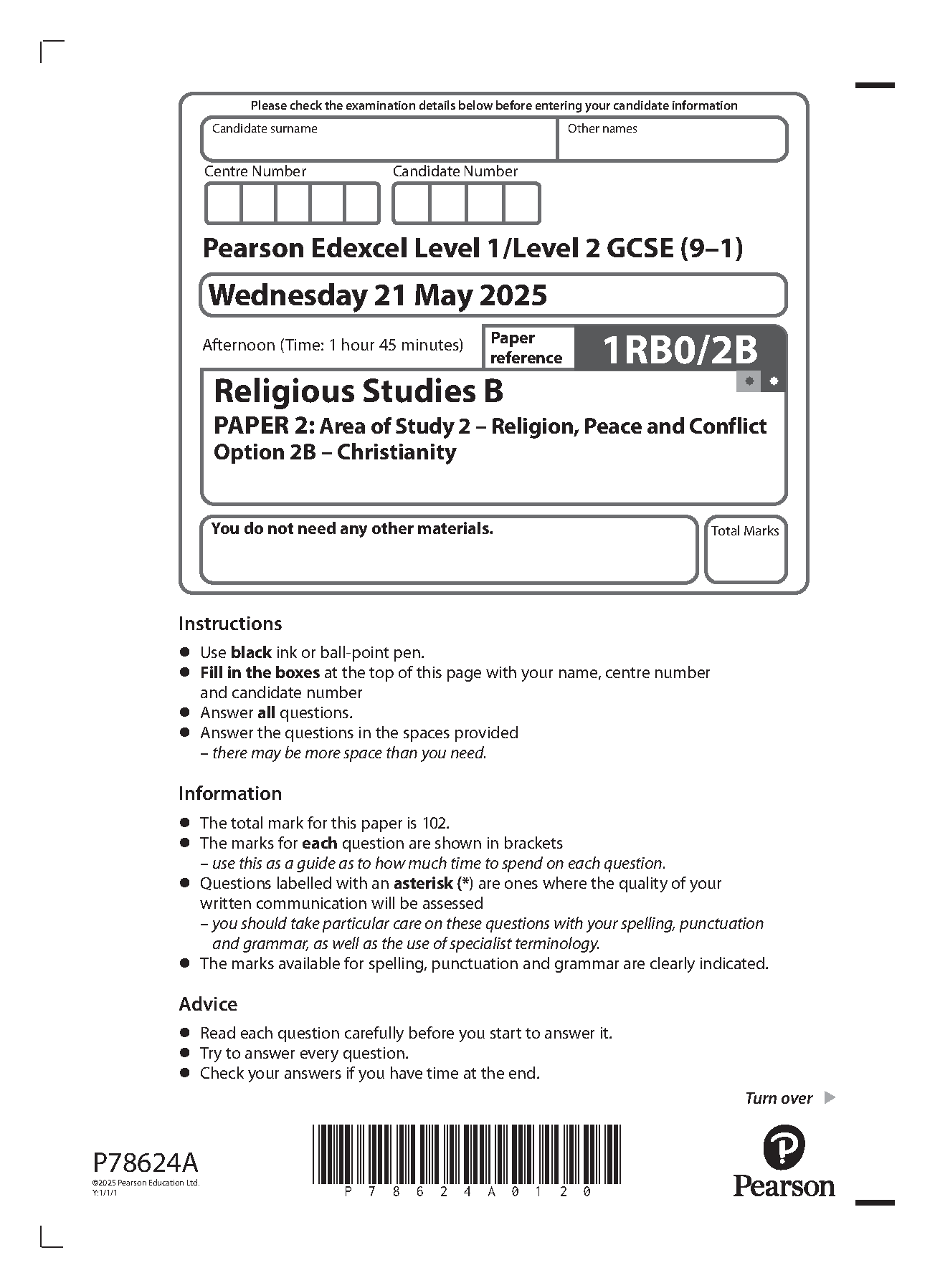 MERGED 2025 Pearson Edexcel GCSE Religious Studies B Paper 2B and Mark ...