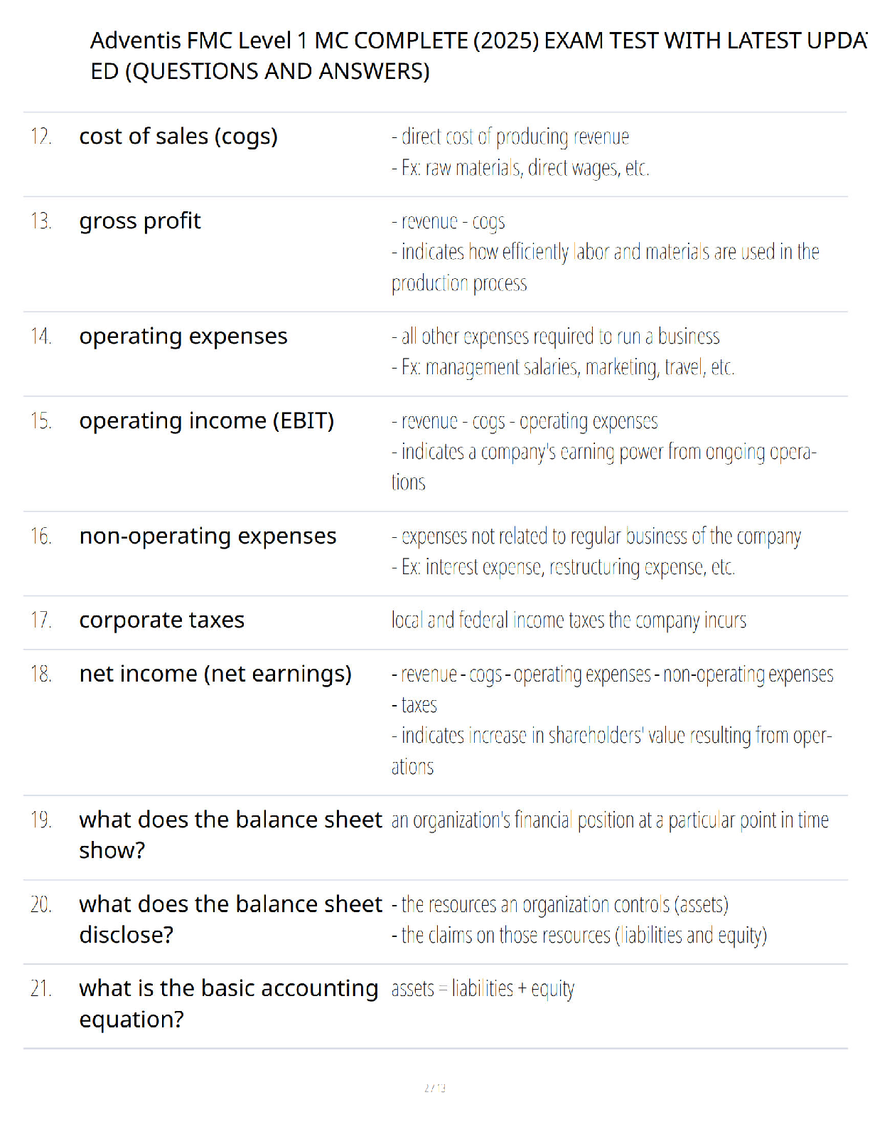 Adventis FMC Level 1 (Financial Modeling Certification) 2025/2026 ...