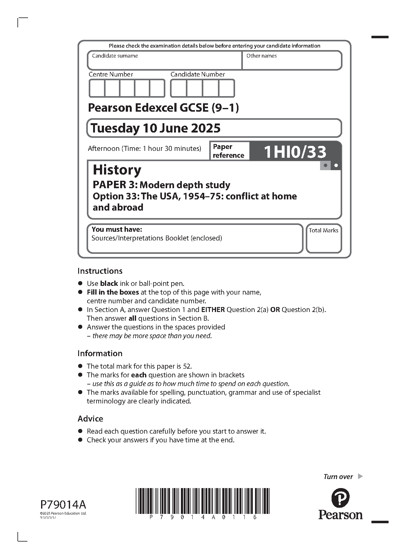 MERGED 2025 Pearson Edexcel GCSE History Paper 3 and Mark Scheme (1HI0 ...
