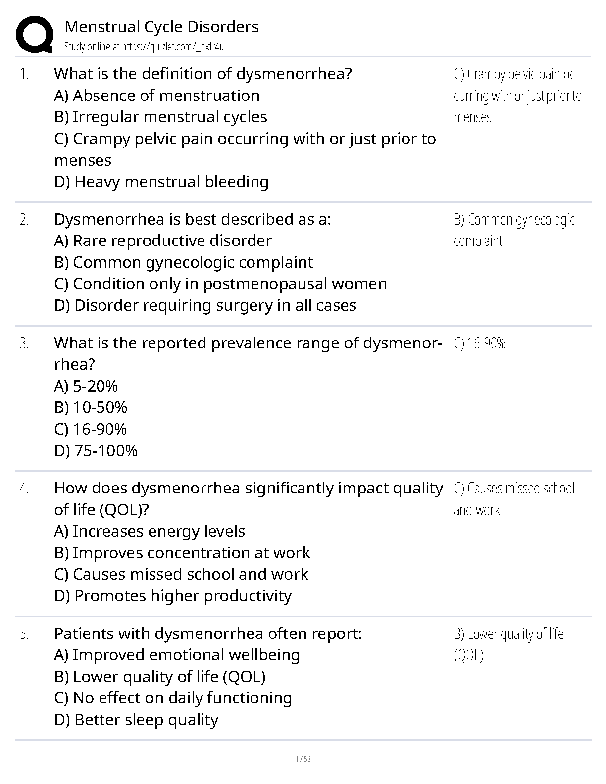 Menstrual Cycle Disorders Test Bank 2025/2026: Comprehensive Q&A with ...
