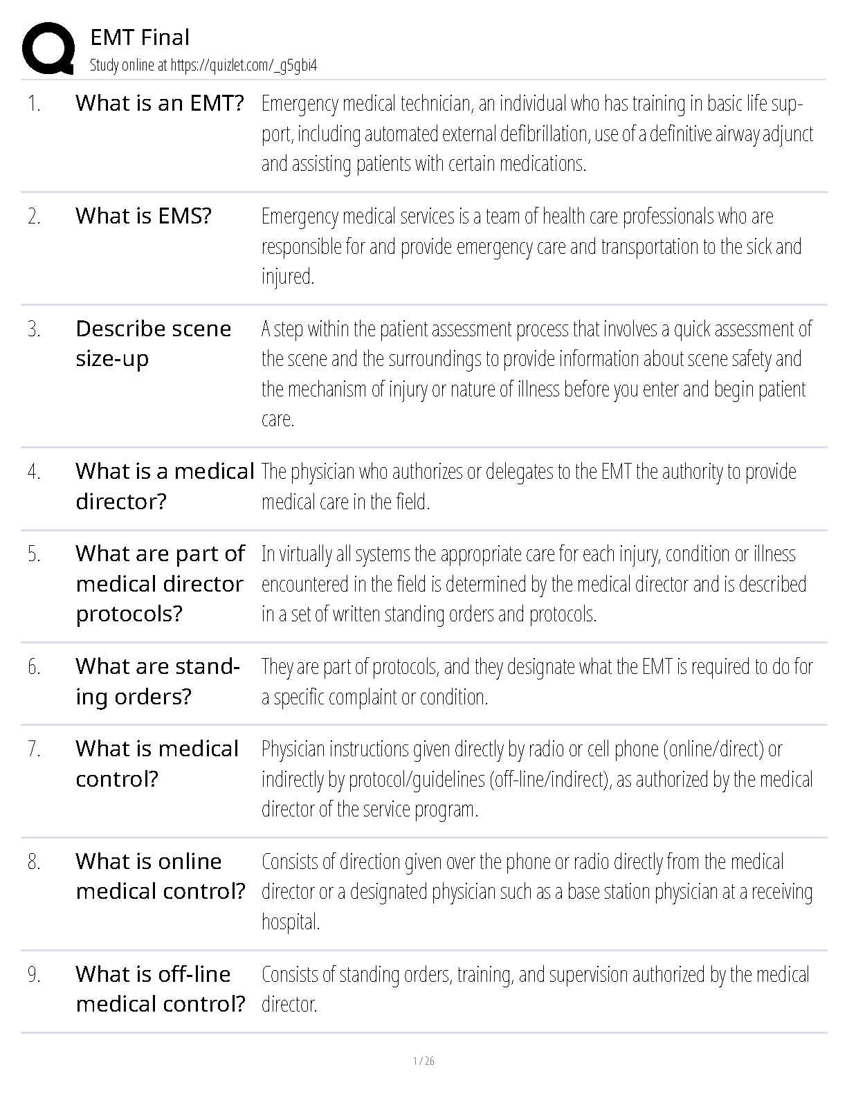 Ultimate EMT Final Exam Q&A Study Guide 2025/2026: Your Key to Passing ...