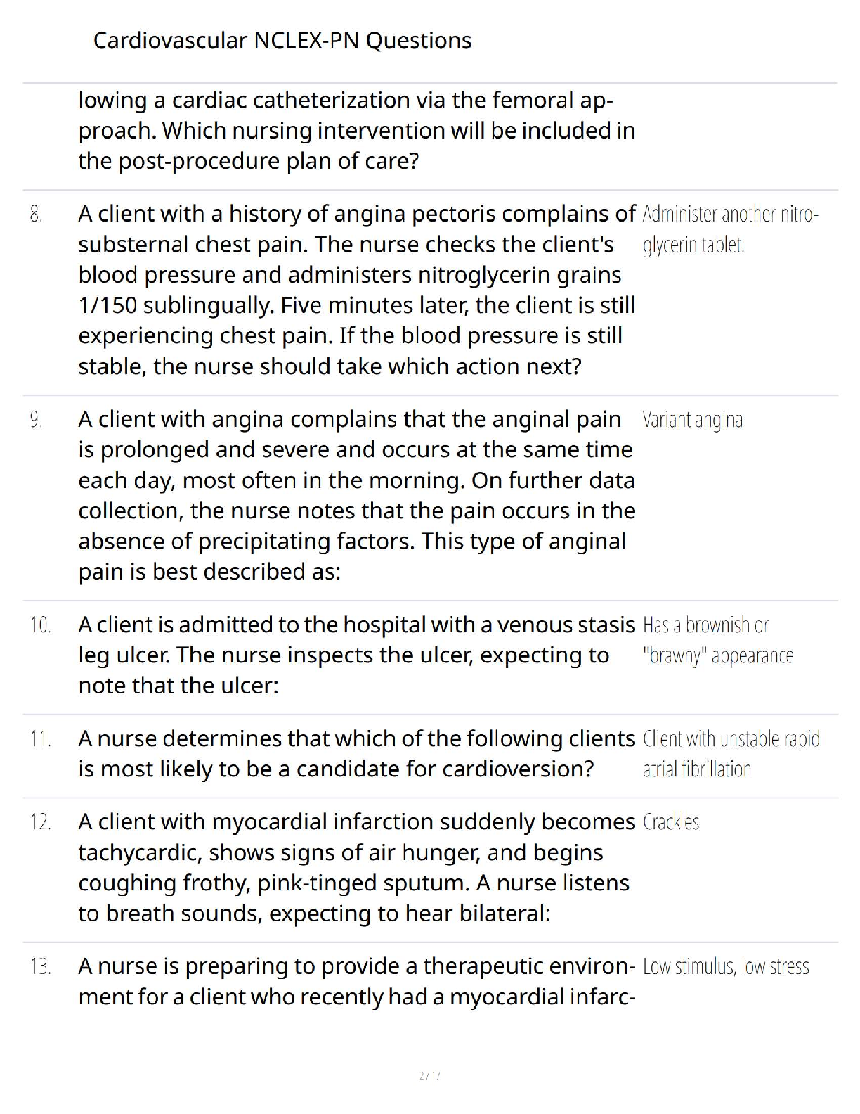 Latest 2025/2026 NCLEX PN Test Bank: Cardiovascular Nursing Questions ...