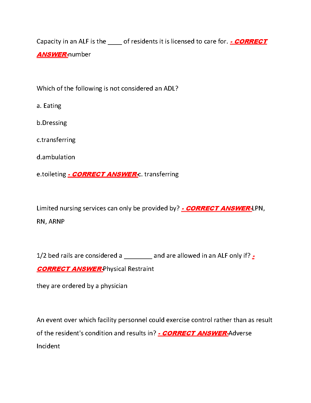 ALF Core Training Exam Test Bank 2025-2026: A+ Graded Questions and ...