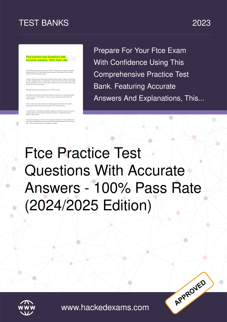 FTCE Practice Test Questions with Accurate Answers - 100% Pass Rate ...